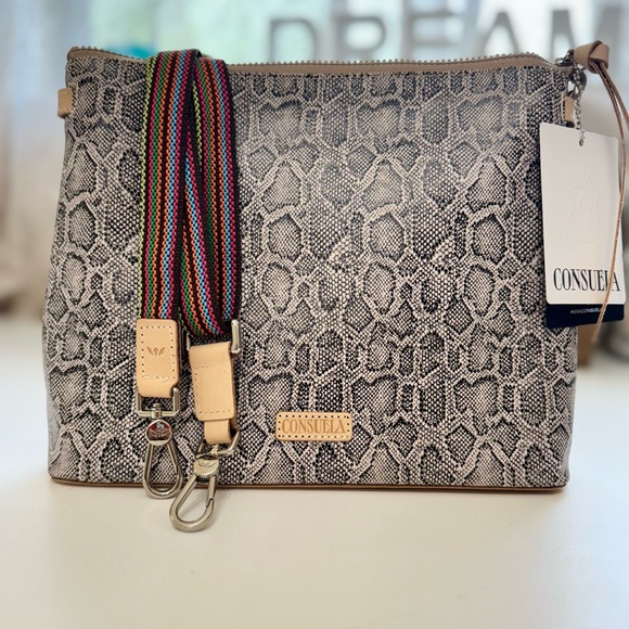 Consuela | Bags | Consuela Snake Print Downtown Crossbody Bag Black And ...
